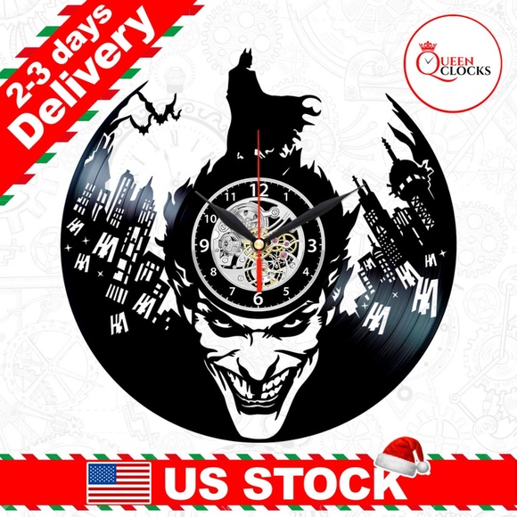 QueenClocks | Wall Decor | Batman Joker Clock Vinyl Decor Dark Knight ...